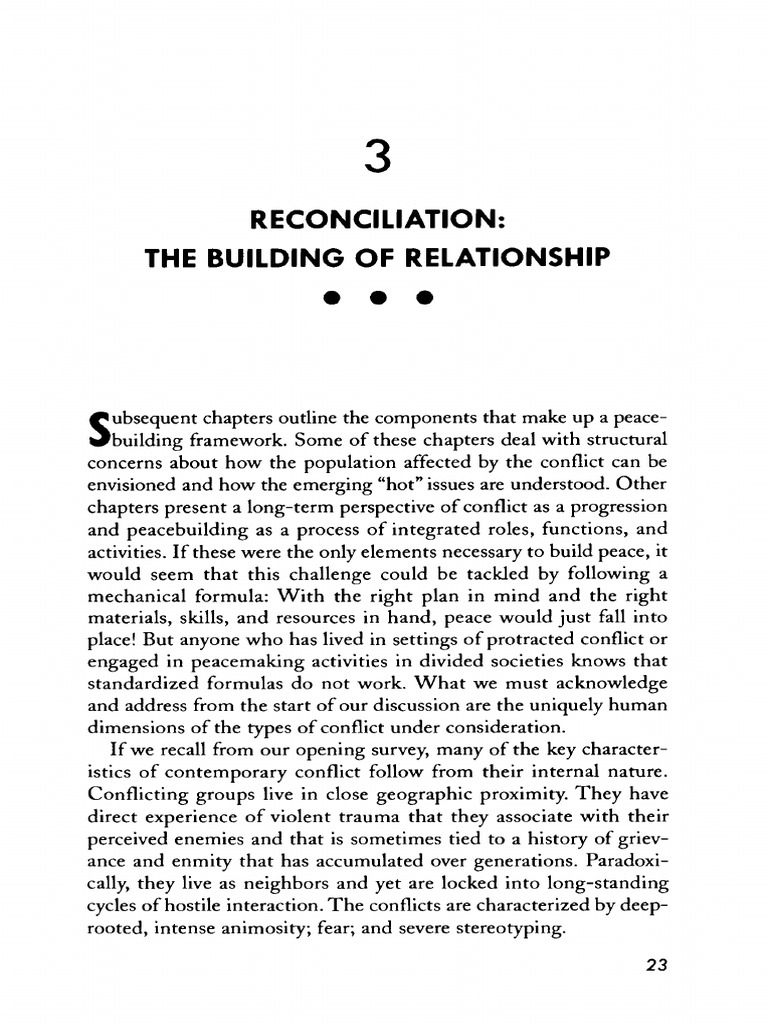 Reconciliation The Building of Relationship | PDF | Conflict Resolution ...