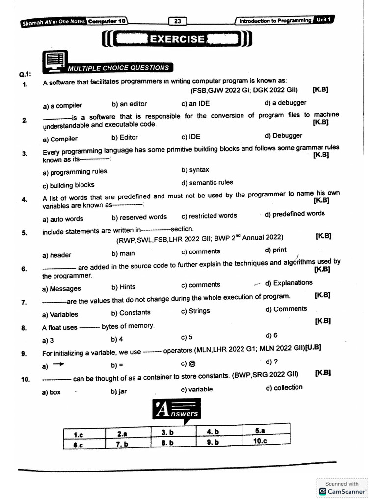 Mcqs 10th Comp | PDF