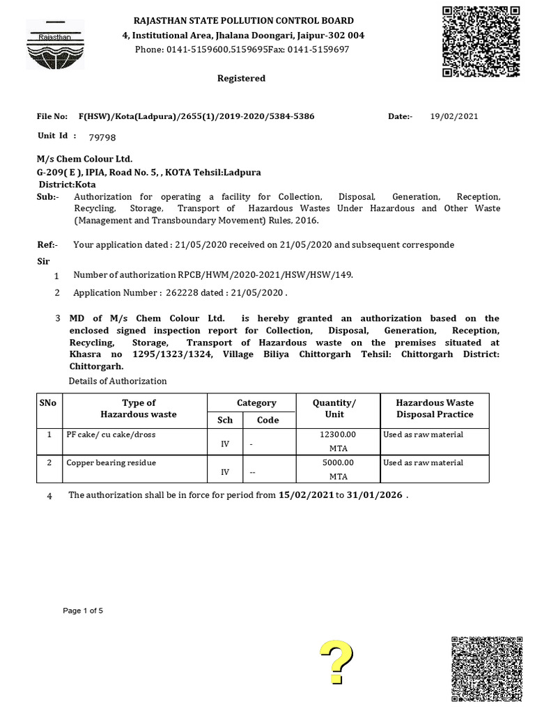 Hazardous Waste Management Authorization | PDF | Waste | Waste Management