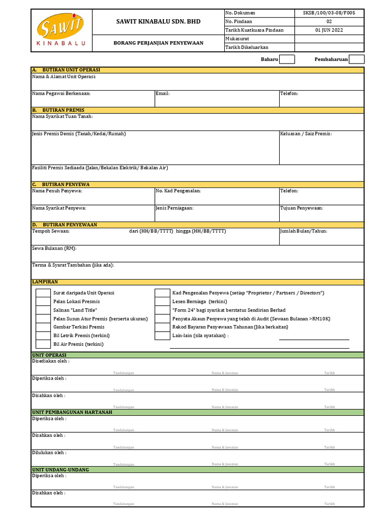 f005 Pin 02 Borang Perjanjian Penyewaan Form-4 | PDF