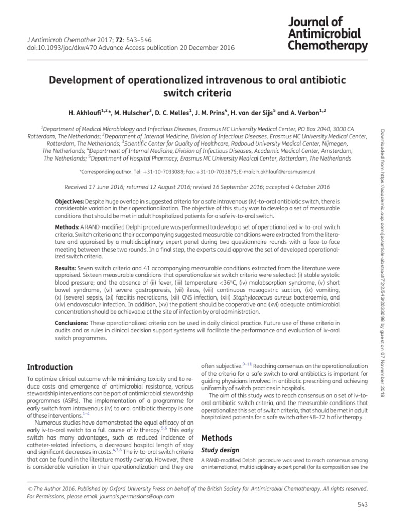 4.development of Operationalised Intravenous To Oral Antibiotic Switch ...