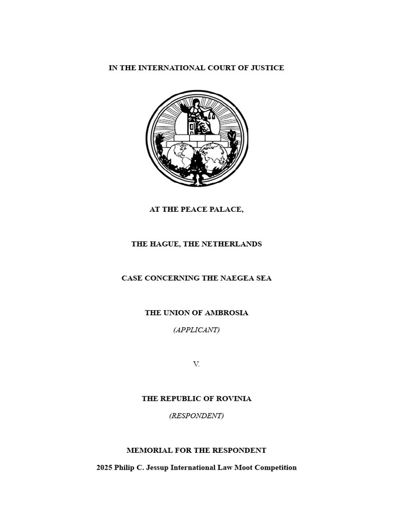 JESSUP APPLICANT MEMORIAL Actual First Draft | PDF | Jurisdiction | Extradition