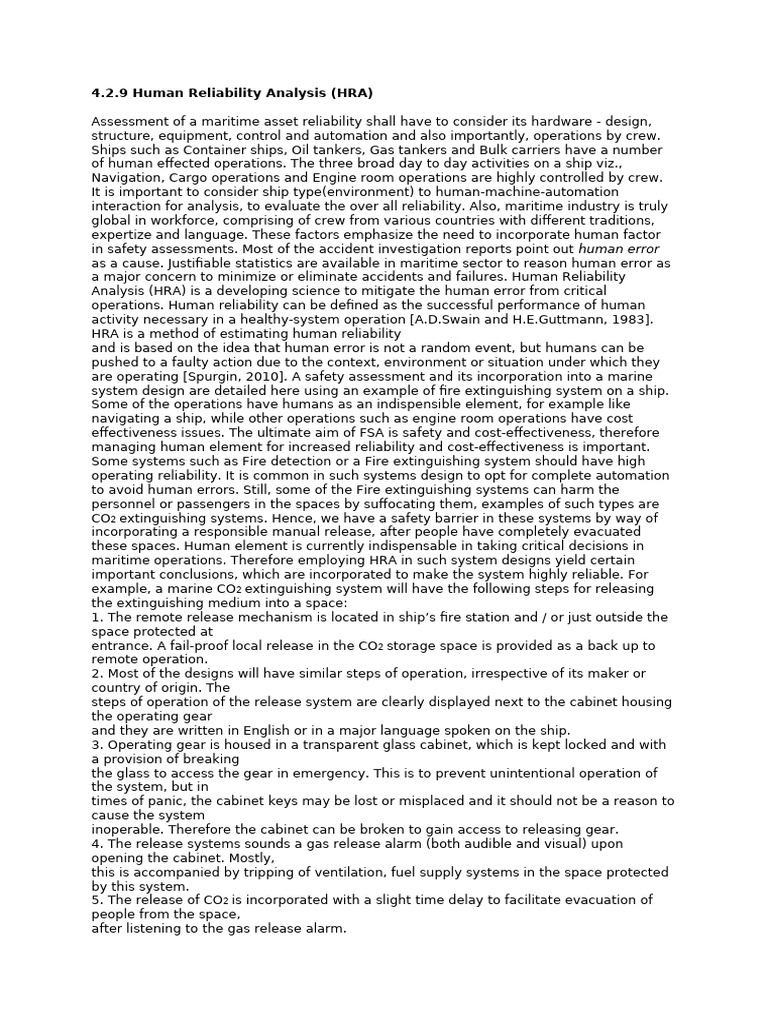 Human Reliability Analysis (HRA) | PDF | Reliability Engineering | Ships