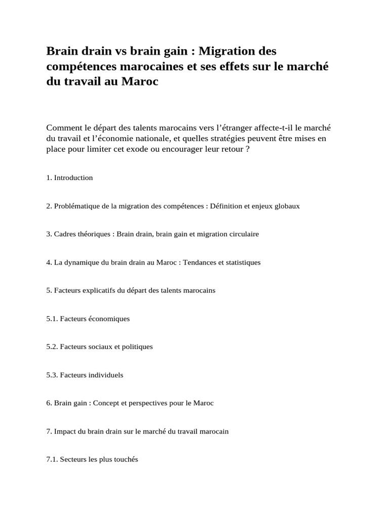 Brain drain vs brain gain | PDF | Migration humaine | Colonisation