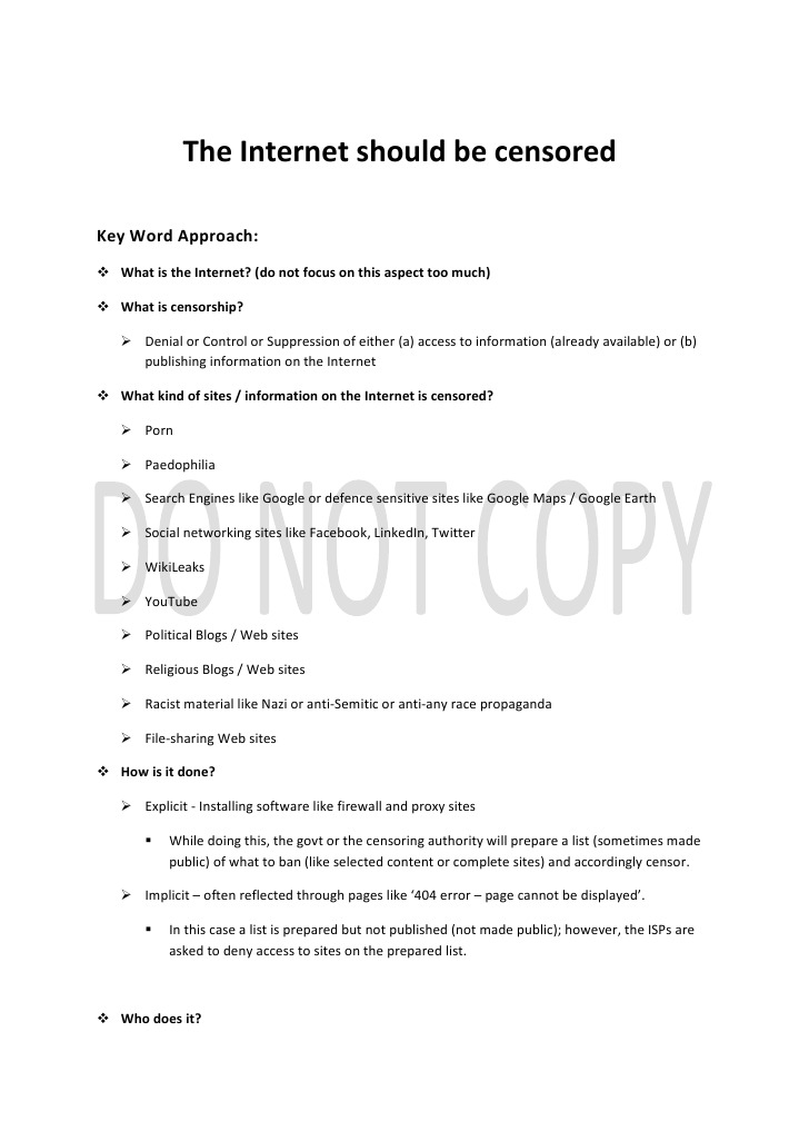 The Internet Shouldbe Censored | PDF | Censorship | Internet