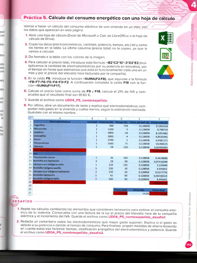 Cálculo de Consumo Energético Con Hoja de Cálculo | PDF