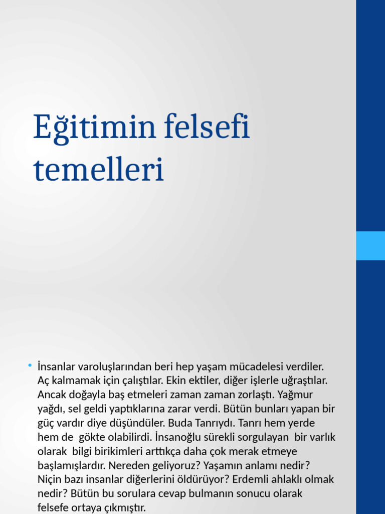 Eğitimin Felsefi Temelleri 2 Hafta | PDF