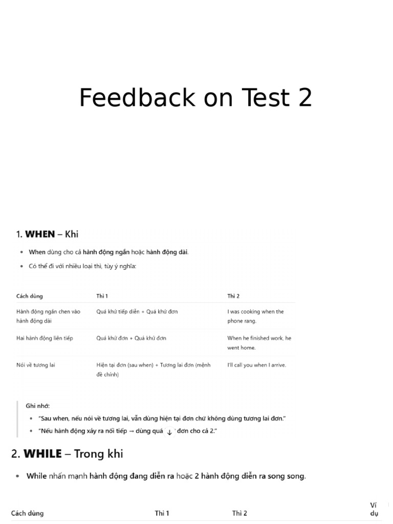 Feedback On Test 2 - 8H1 | PDF
