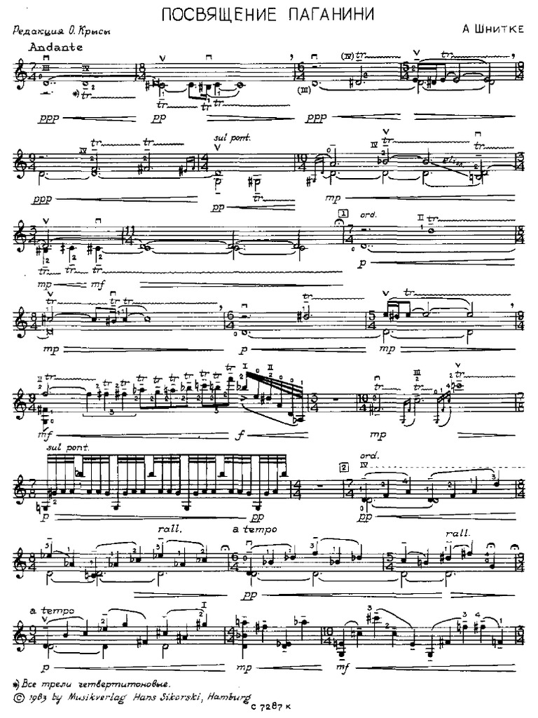 Schnittke A. Dedication To Paganini For Violin Solo | PDF