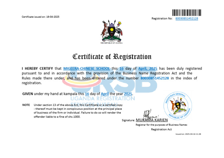Certificate of Registration | PDF