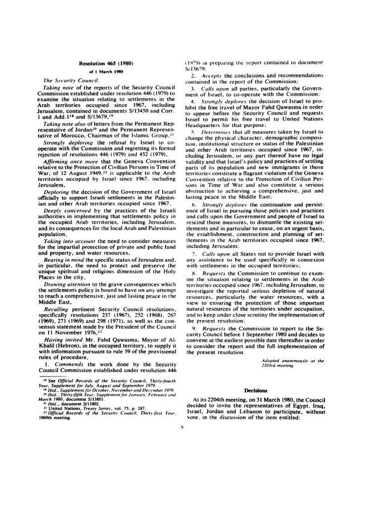 SCR 465:1980 | PDF | Israel | World Politics