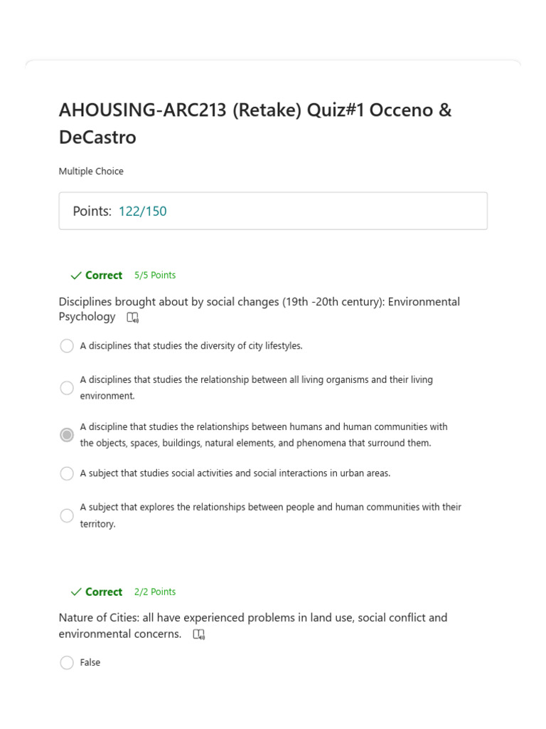 AHOUSING-ARC213 (Retake) Quiz#1 | PDF