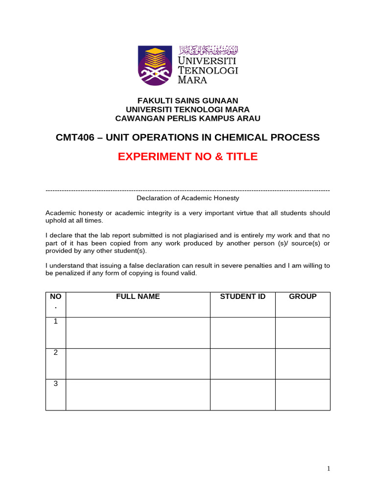 Front Cover Lab Report | PDF