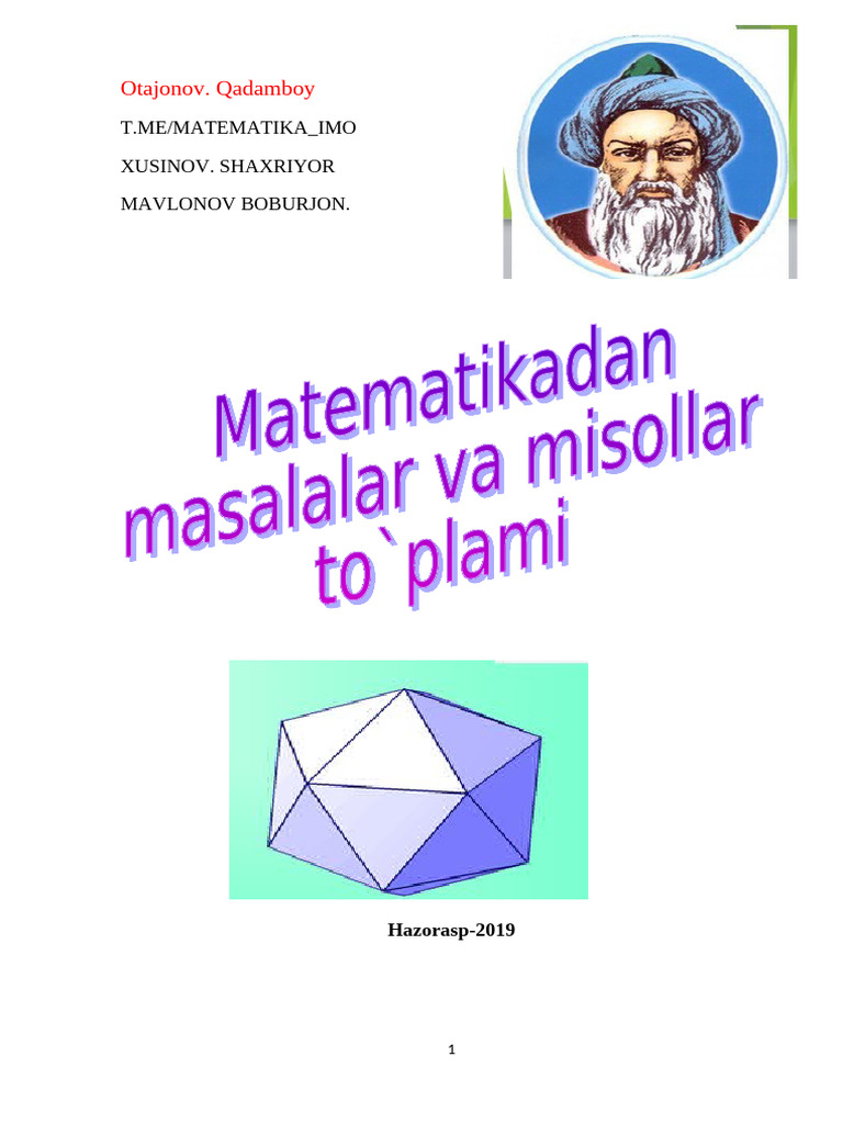 Matematikadan Masalalar Va Misollar T | PDF
