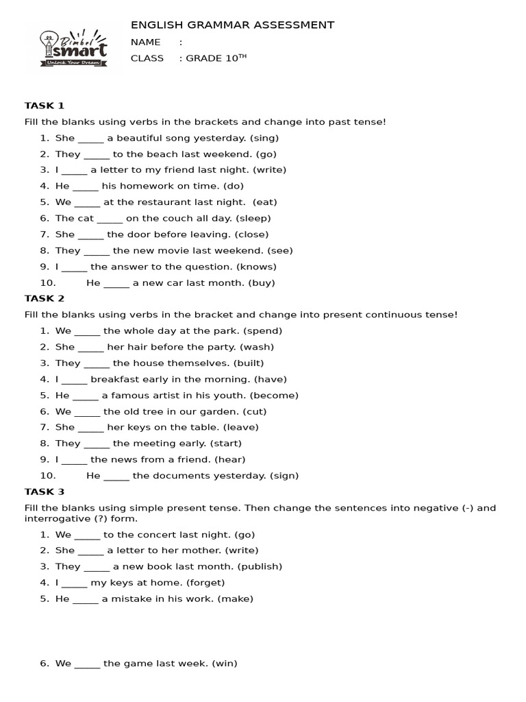 GRAMMAR AND VOCABULARY ASSESSMENT Part 1 | PDF