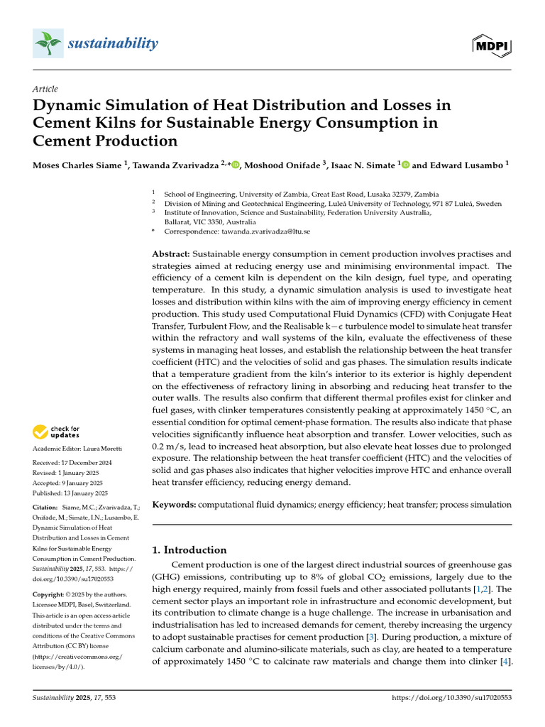 Sustainability 17 00553 v2 | PDF | Heat Transfer | Cement