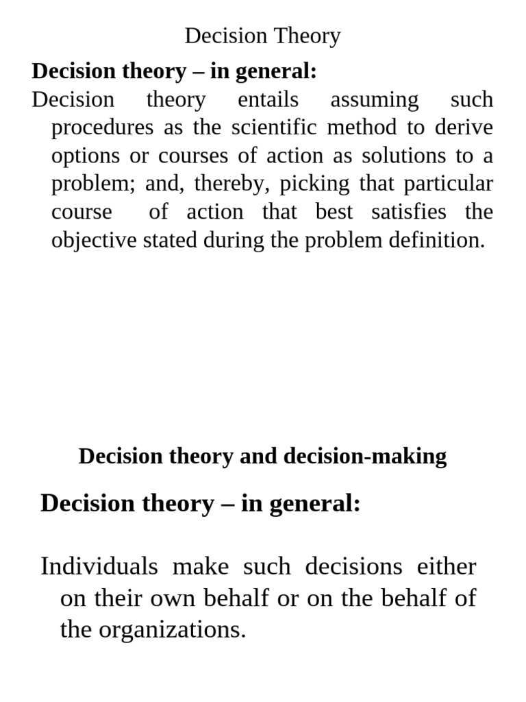 1c QA Decision Theory | PDF | Scientific Theories | Methodology