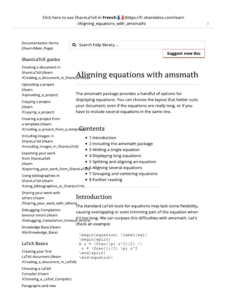 Aligning Equations With Amsmath - ShareLaTeX, Online LaTeX Editor | PDF