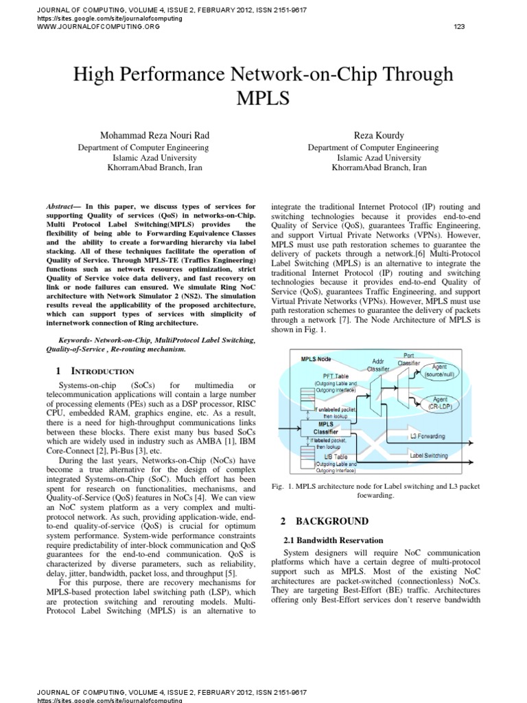 High Performance Network-on-Chip Through MPLS | PDF | Multiprotocol ...
