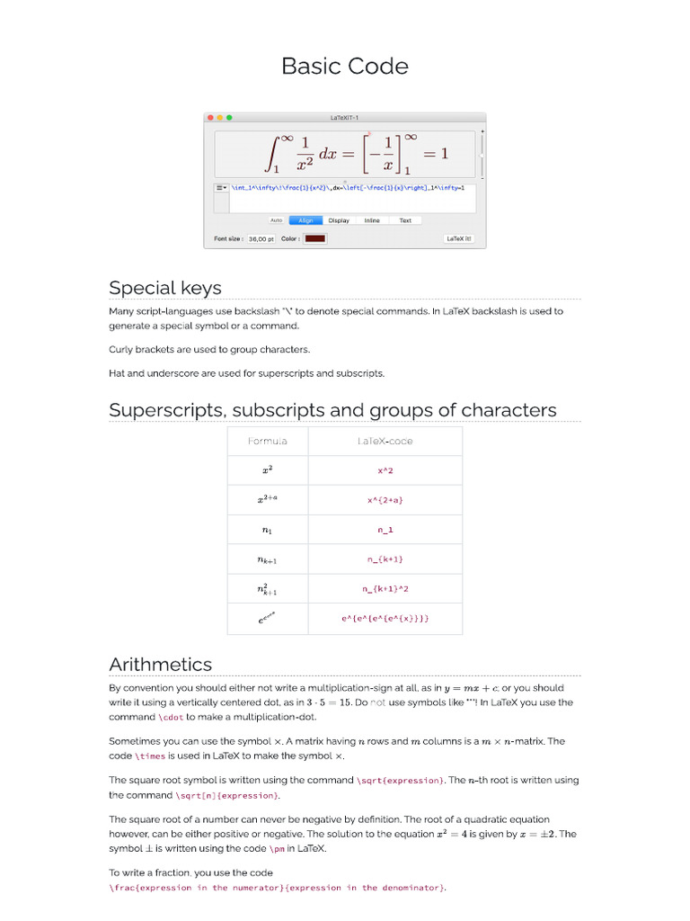 LaTeX - Basic Code Equation | PDF