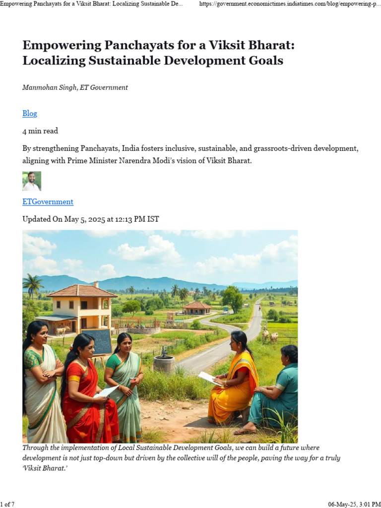 Empowering Panchayats For A Viksit Bharat - Localizing Sustainable ...