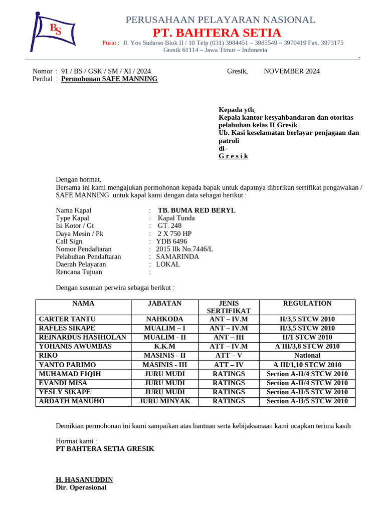 Safe Manning - Tb. Buma Red Beryl | PDF