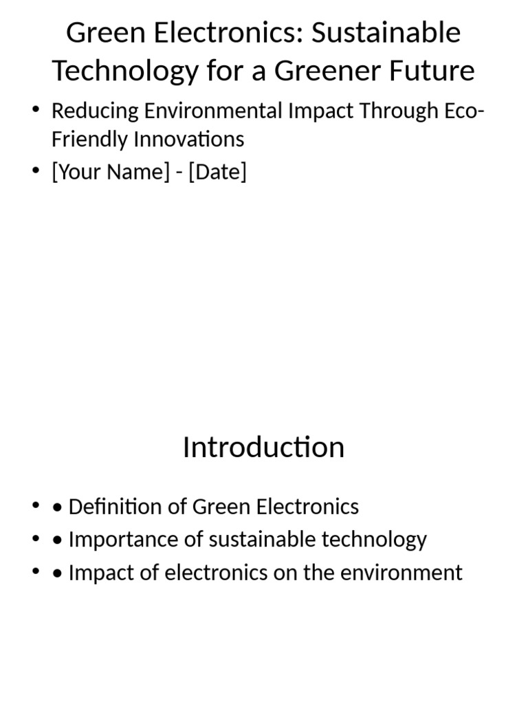 Green Electronics for a Sustainable Future | PDF