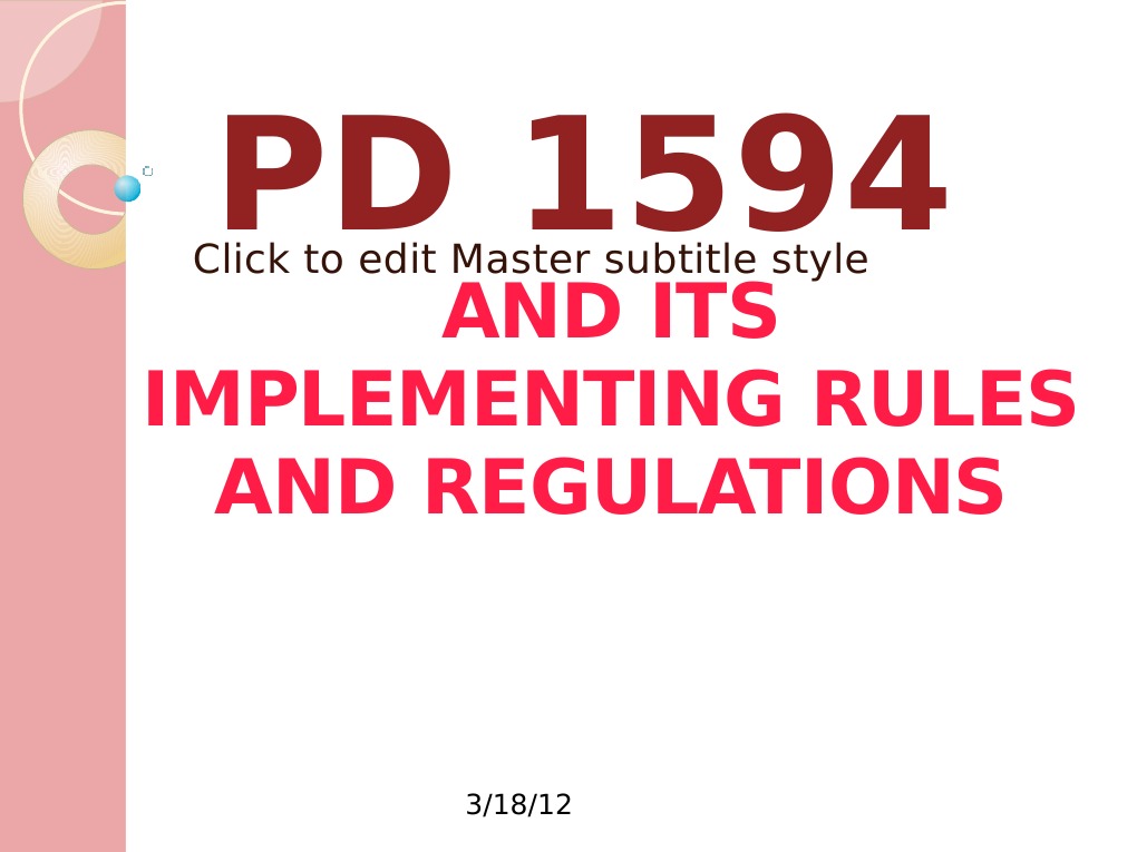 PD 1594 | PDF | Construction Bidding | Specification (Technical Standard)