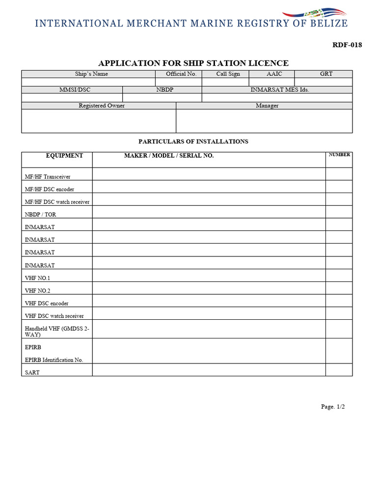 Rdf-018-Application For Maritime Ship Station Licence - Ssas | PDF ...