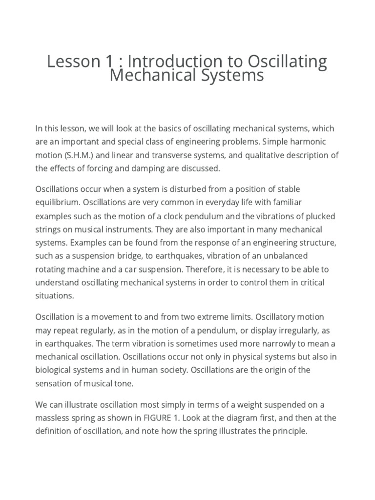1 Introduction To Oscillating Mechanical Systems | PDF