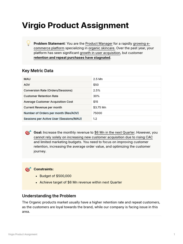 VIRGIO Product Manager Assignment - Jai Vinayak Goyal | PDF | Artificial Intelligence ...