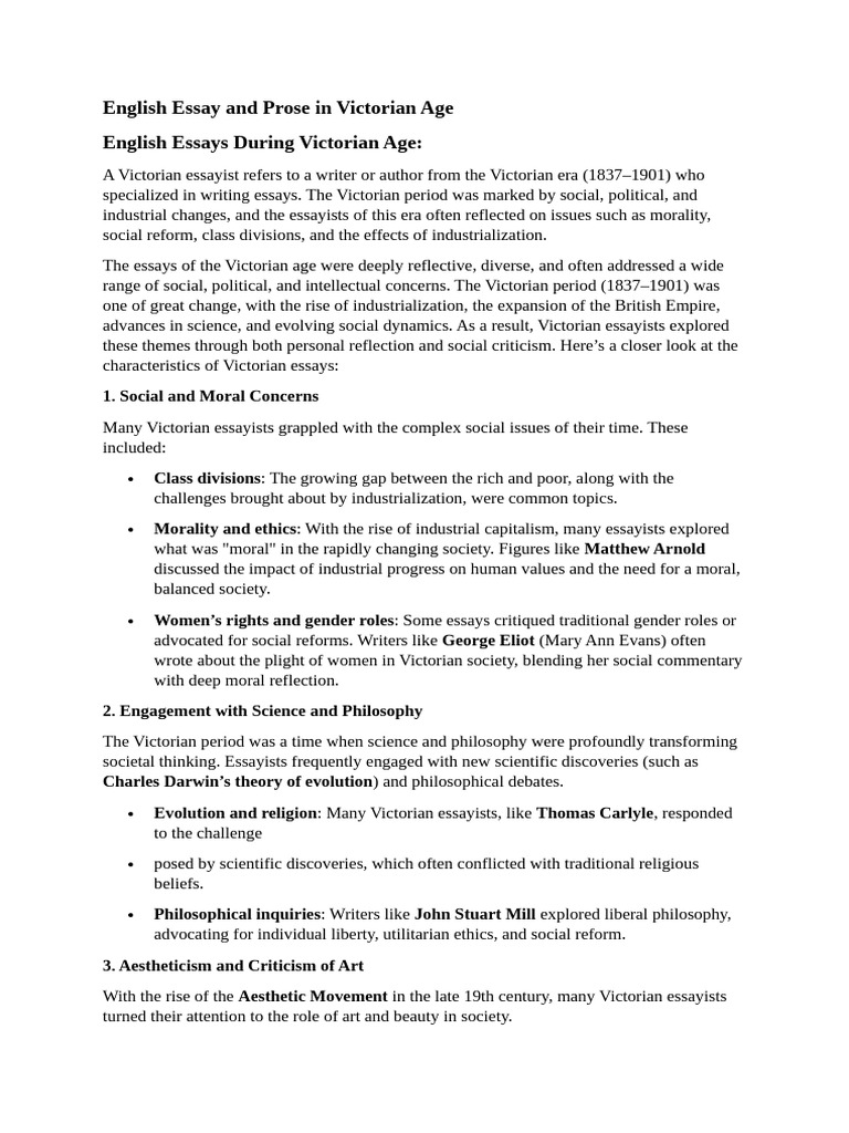 English Essay During Victorian Age | PDF | Essays | John Stuart Mill
