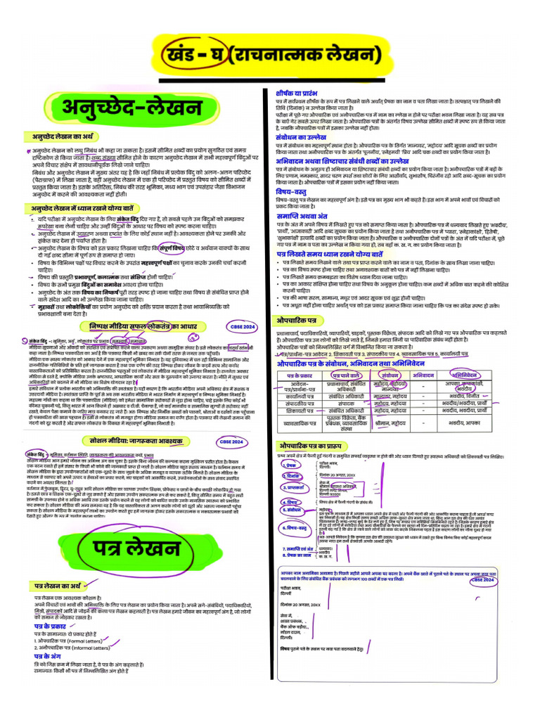 Writing Section Hindi | PDF