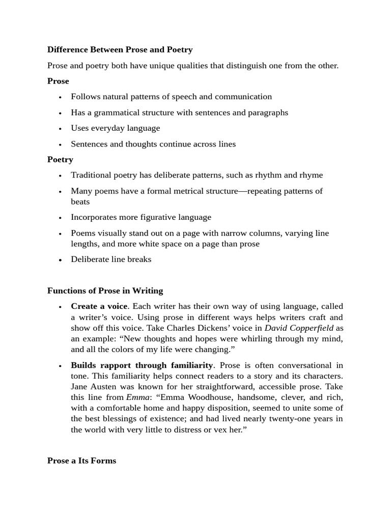 Types and Forms of Poetry | PDF | Poetry | Prose