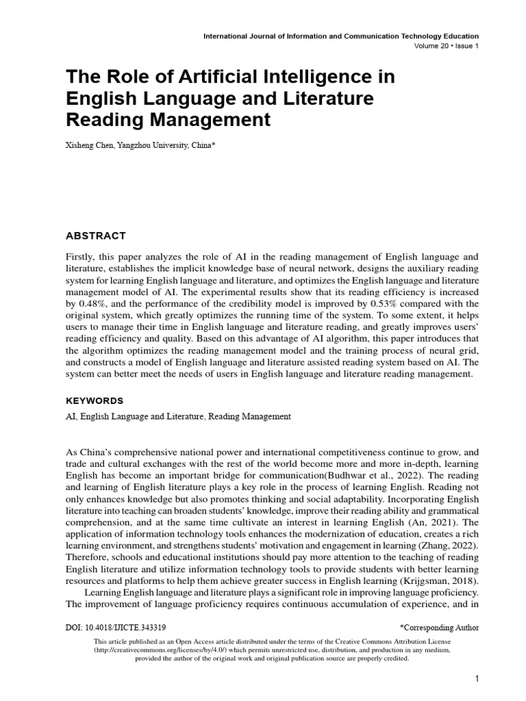 AI in English Literature Reading Management | PDF | Artificial ...