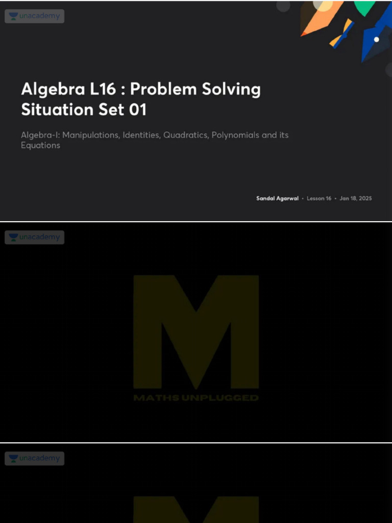 Algebra L16 Problem Solving Situation Set 01 No Anno | PDF