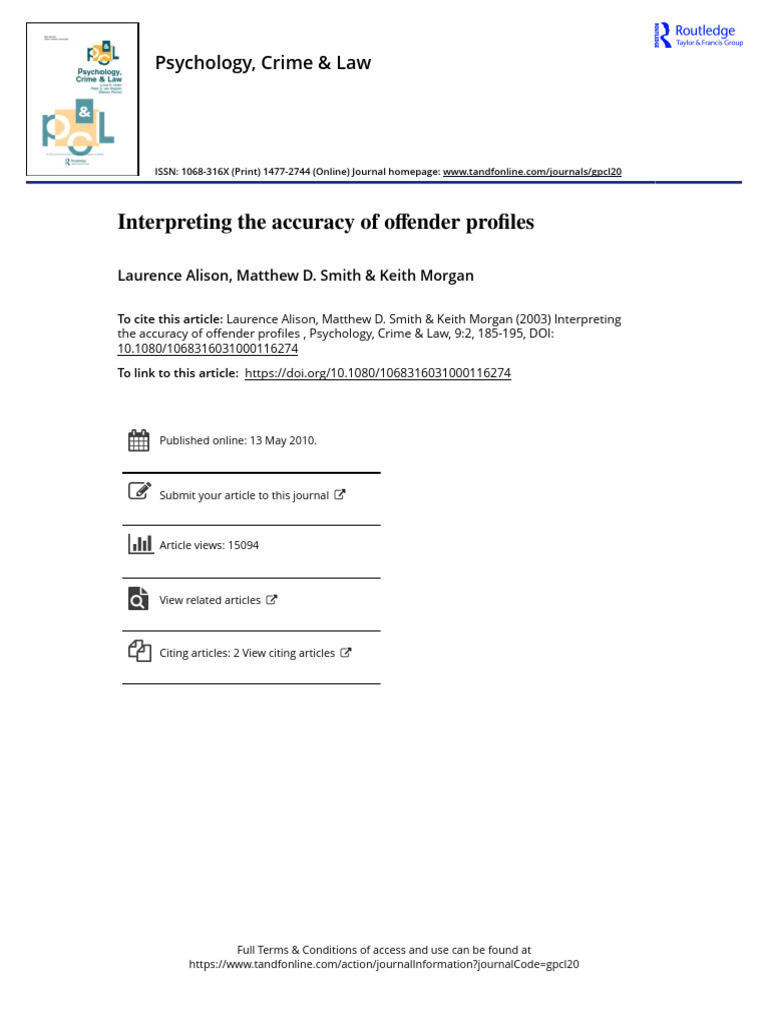 Interpreting The Accuracy of Offender Profiles | PDF | Offender ...