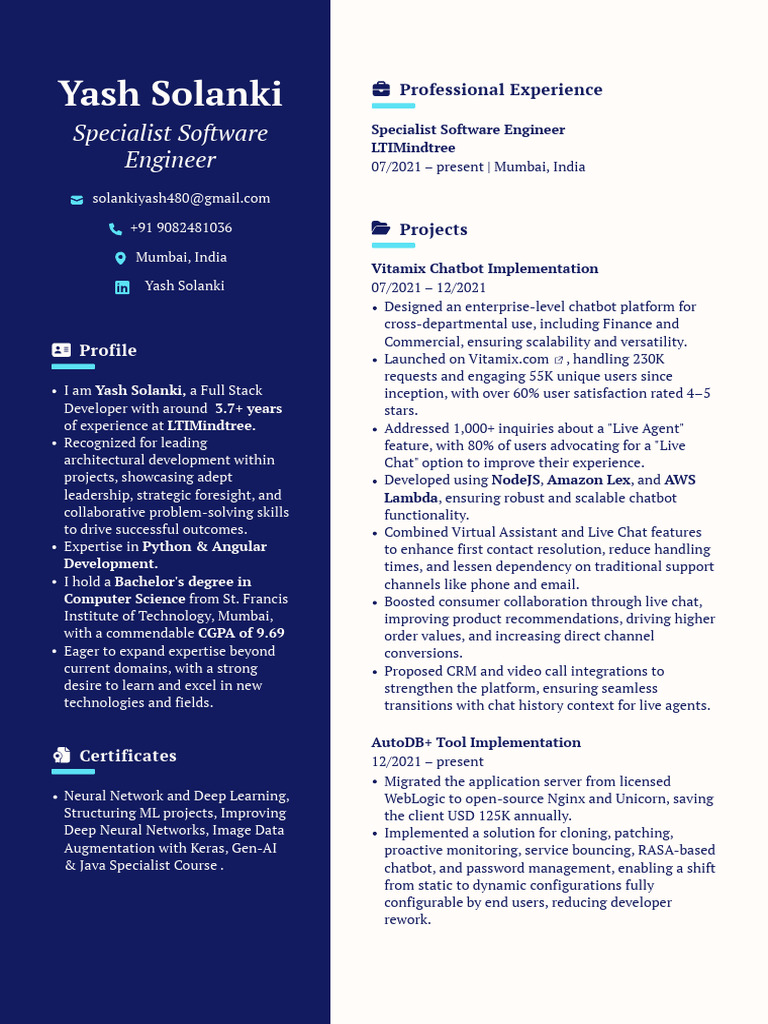 Yash Solanki Latest Resume-1 | PDF | Amazon Web Services | Deep Learning