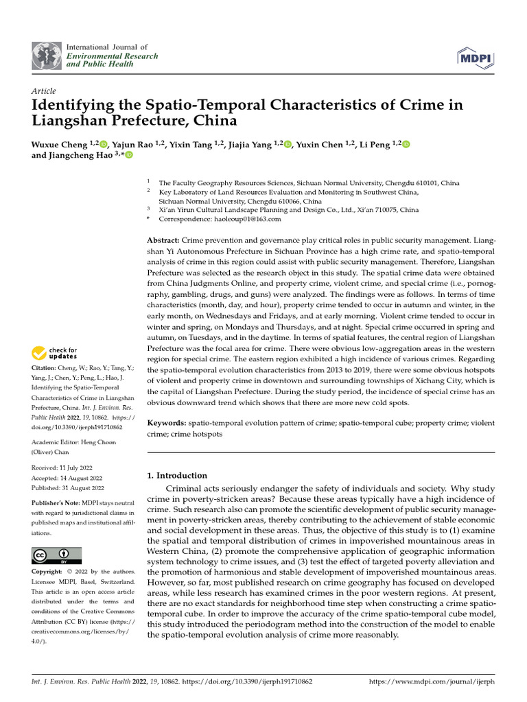Identifying the Spatio-Temporal Characteristics of Crime in Liangshan Prefecture, China | PDF ...