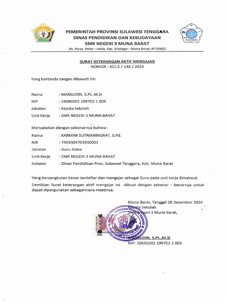 Suket Aktif Mengajar Karmini | PDF