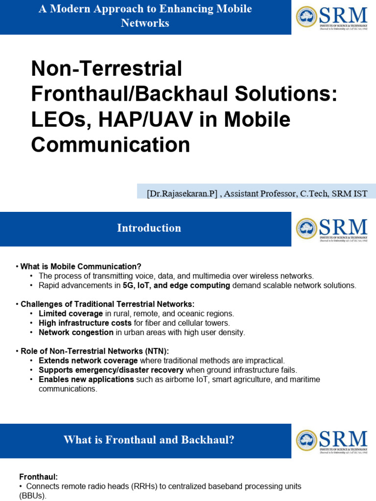 Non-Terrestrial Fronthaul - Backhaul Solutions | PDF | Computer Network | Unmanned Aerial Vehicle