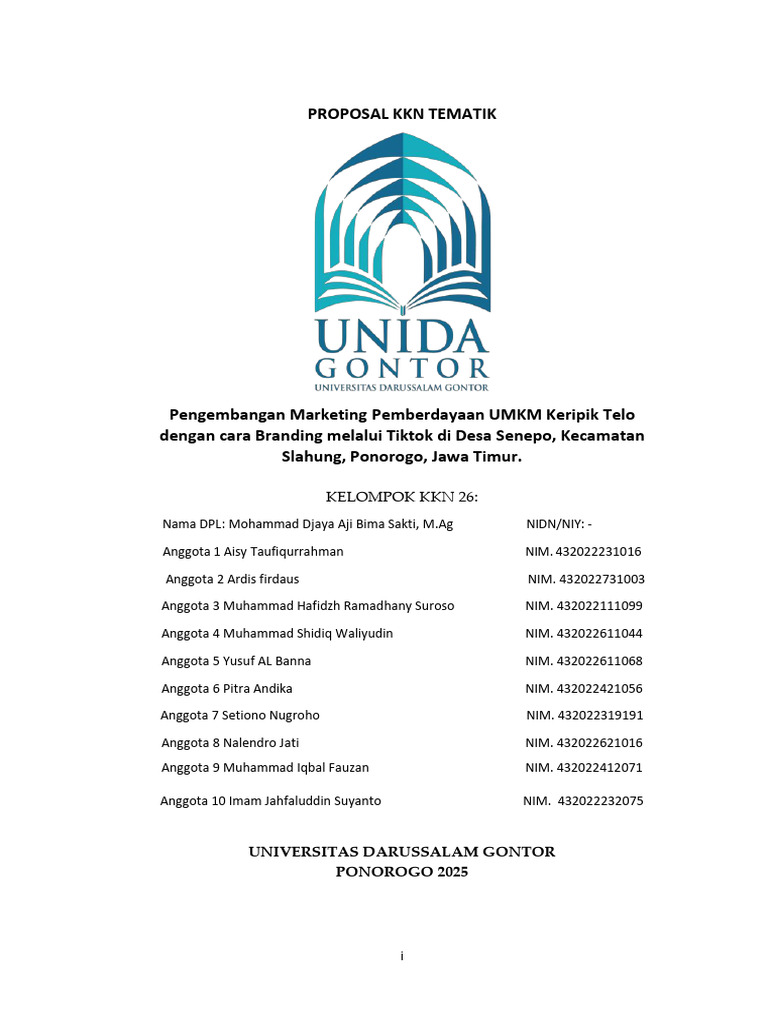 Proposal Laporan KKN Tematik Kelompok 26 Revisi 2 | PDF