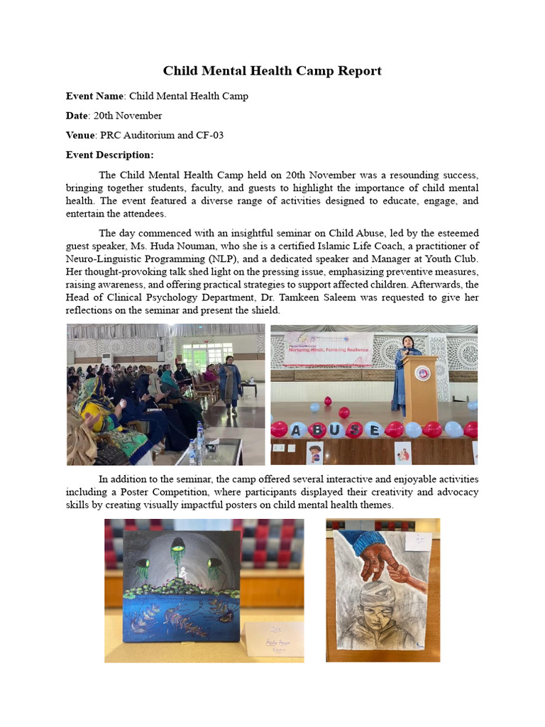 Child Mental Health Camp Report | PDF
