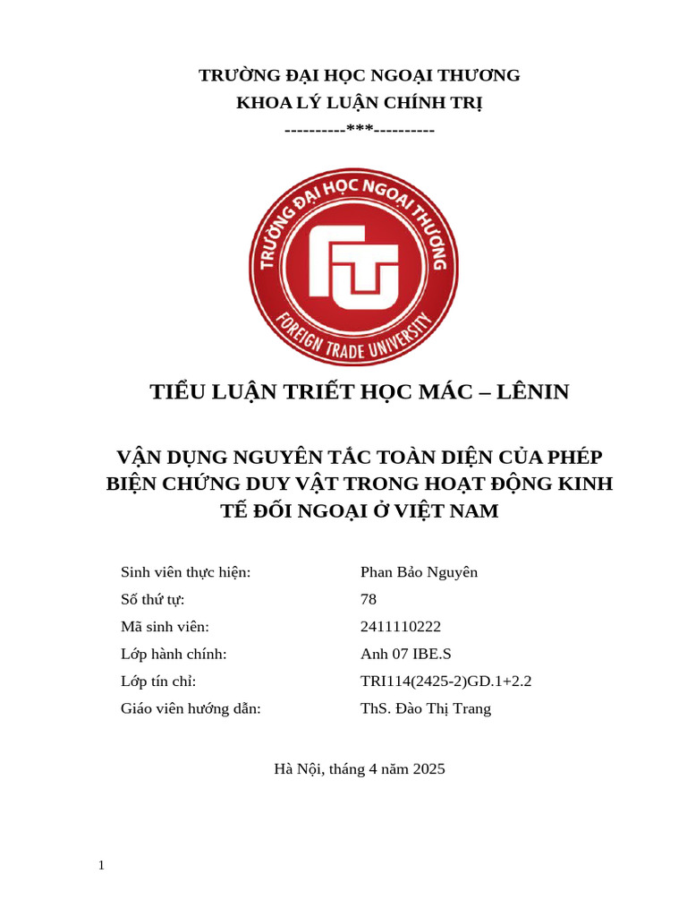 Tiểu luận triết học mác leenin | PDF