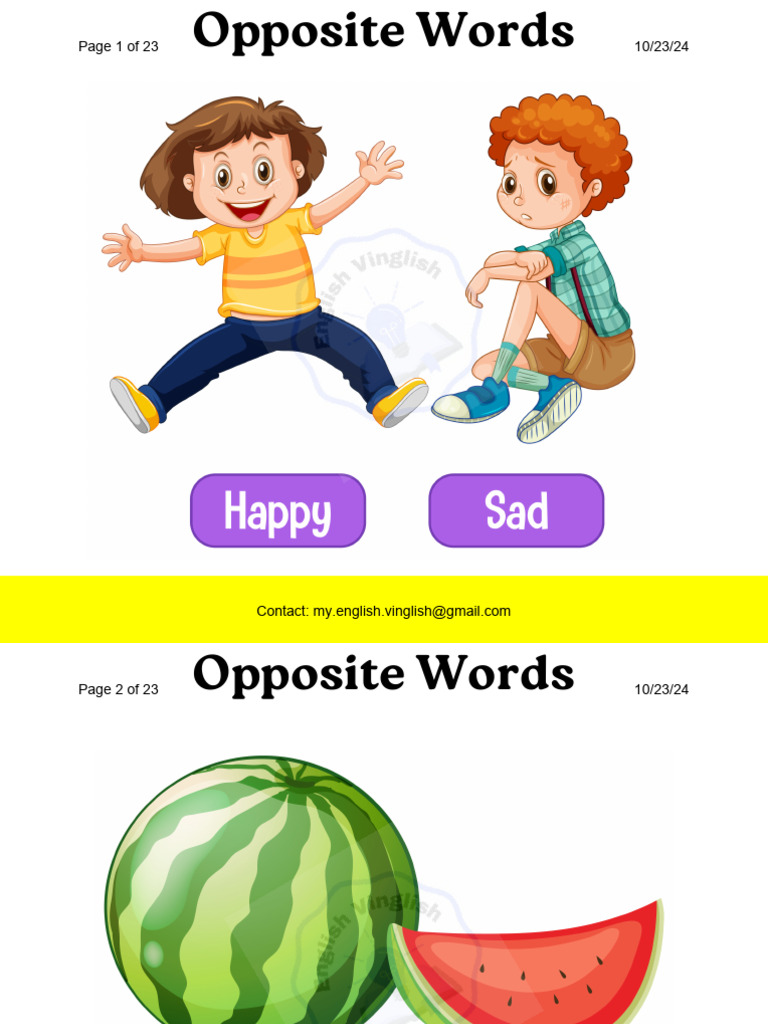 List of Opposite Words | PDF