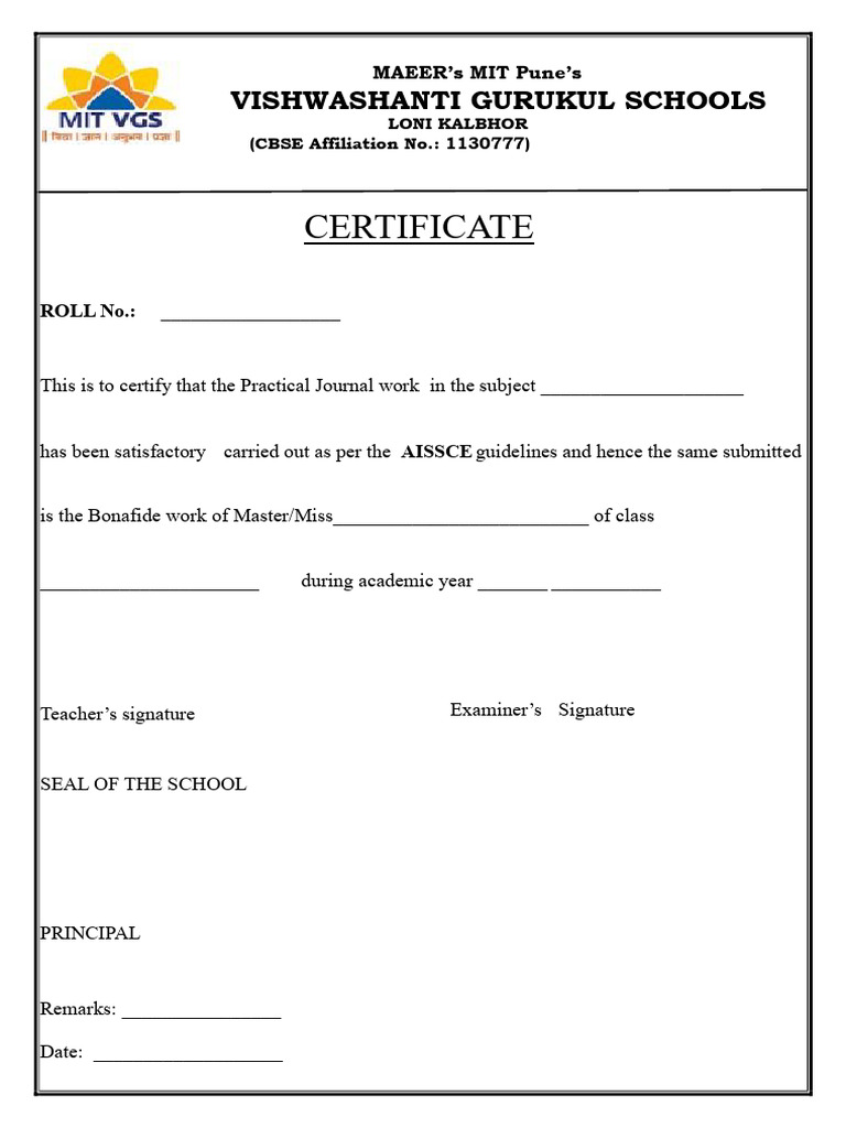 Journal Certificate Filling Guide | PDF