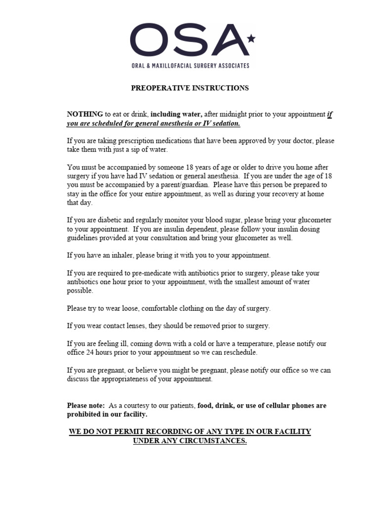 Preoperative Pre Post Pain Control Instructions | PDF | Surgery ...