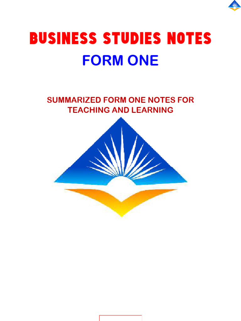 Business Studies Form One Notes | PDF | Goods | Labour Economics