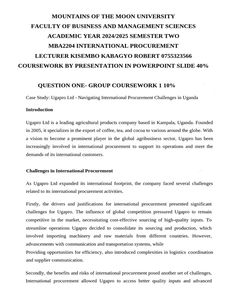 Mba2204 International Procurement | PDF | Procurement | Supply Chain
