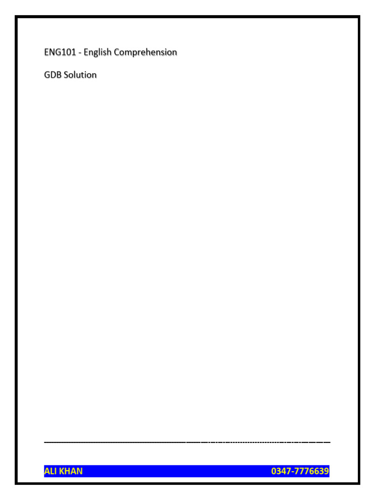 ENG101 GDB Solution 2025 by VU NEXUS Ali Khan | PDF